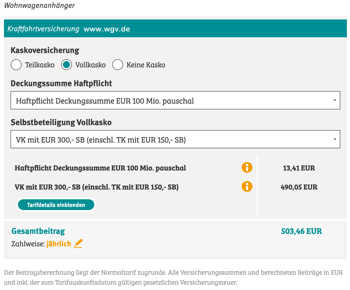 Was Kostet Versicherung Fr Wohnwagen